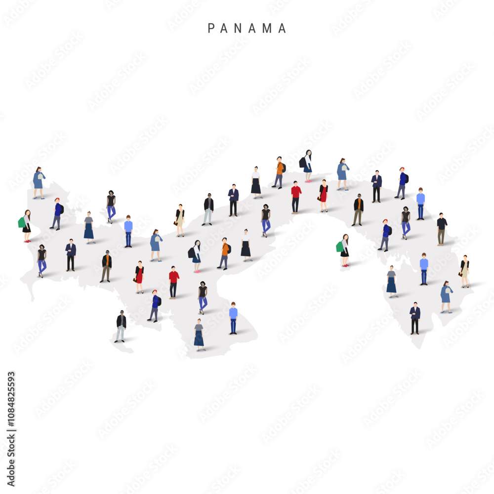 Vecteur Stock Panama population map. Large group of realistic a diverse ...