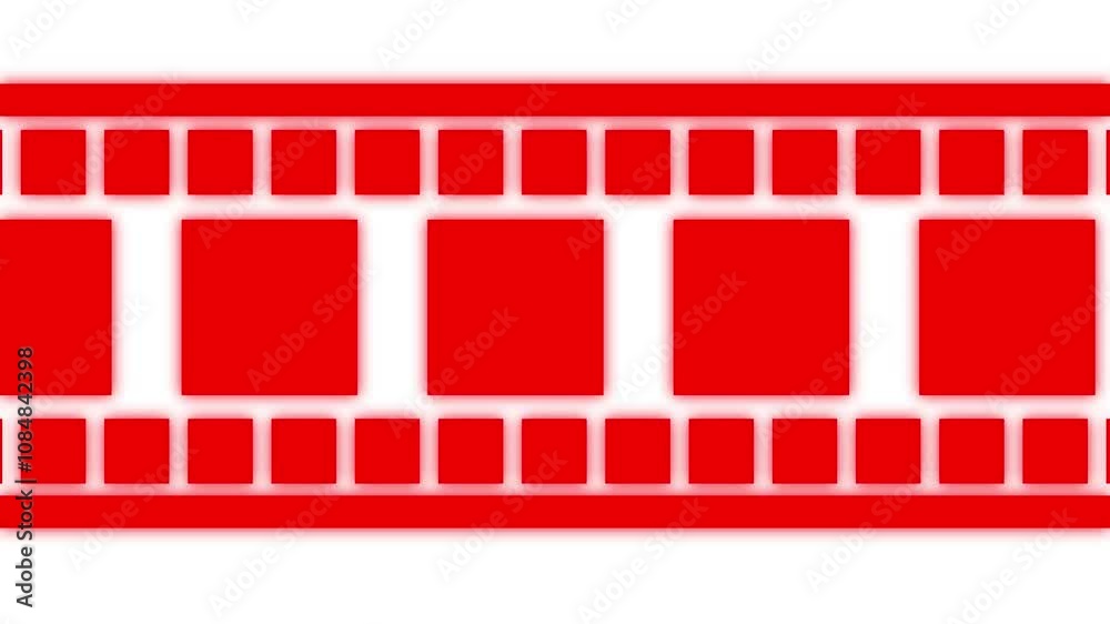 red color Film Strip Moving. on White Background. Camera film loopable ...