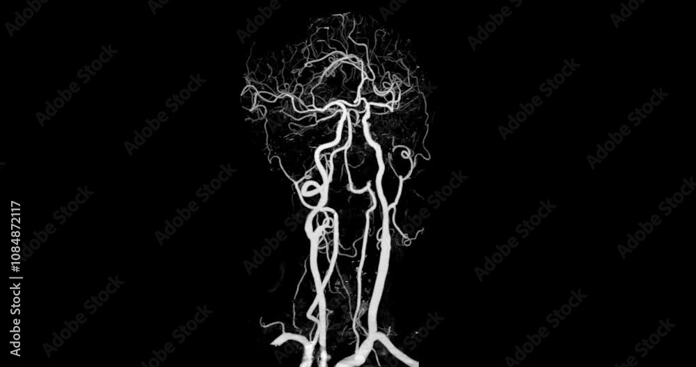 Dynamic CTA brain scan showcasing detailed vascular structures ...