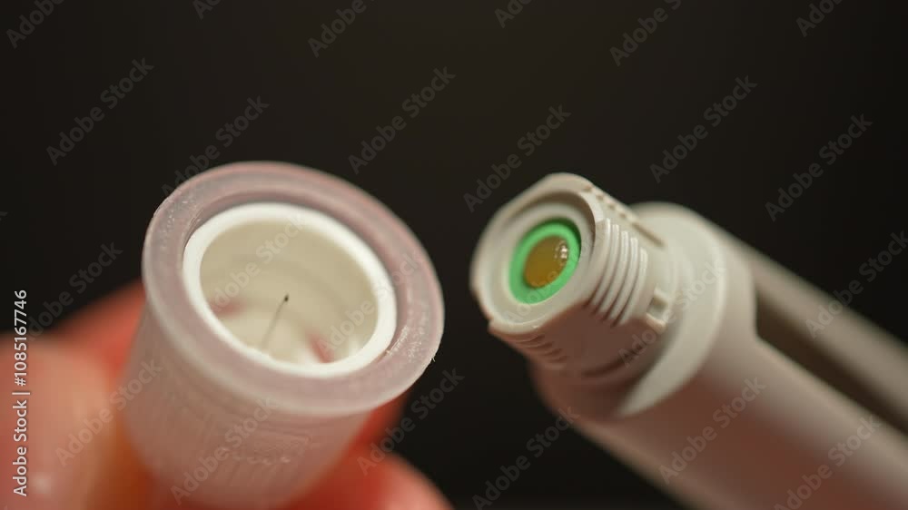 Diabetes Pen Injector And Syringe Connecting For Injection And