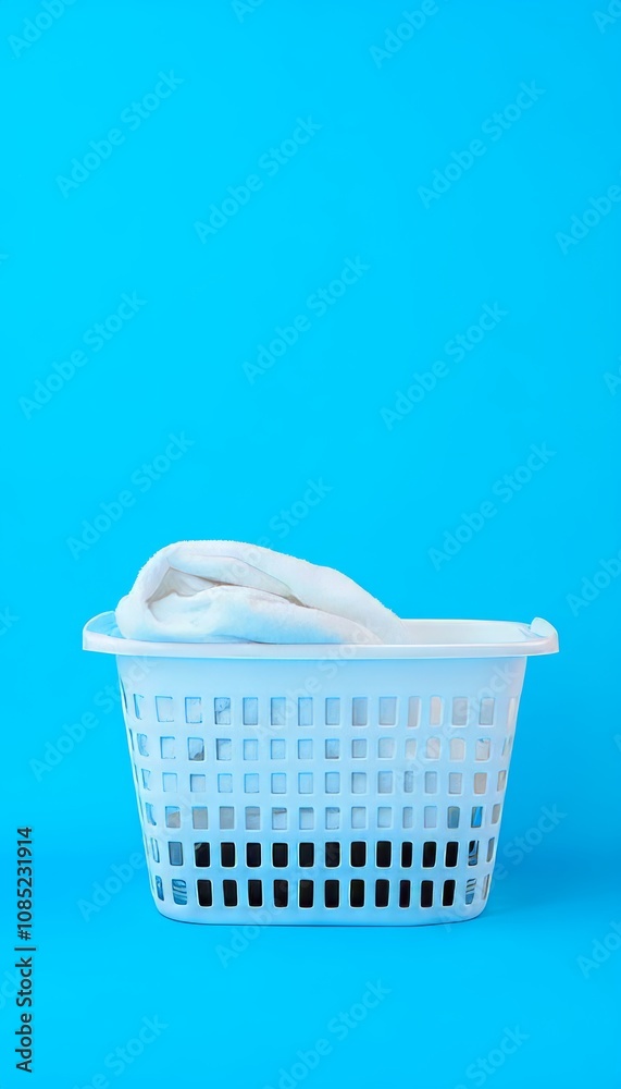 Pastel blue background featuring a laundry basket for business branding ...