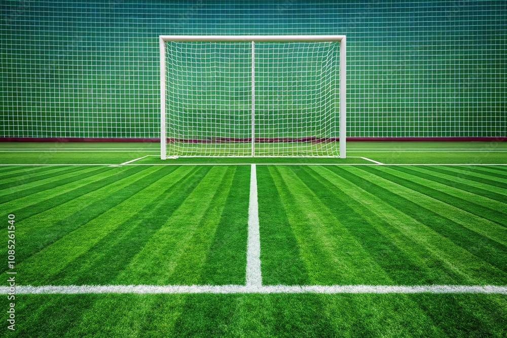 Grid-patterned football field background with green grass and white ...