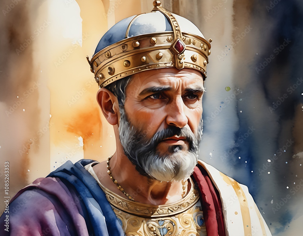 Abstract Watercolour Painting of Pontius Pilate or Pontius Pilatus. He ...