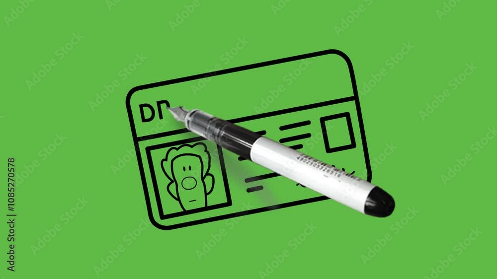 draw sample of driving license card with human photo fix on it with ...