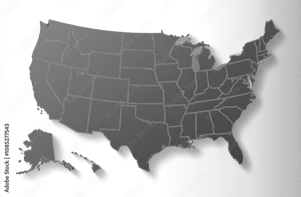 Detailed outline map of the United States of America featuring Alaska ...