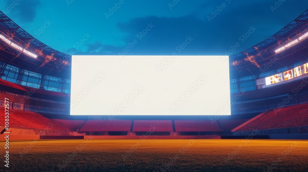 Stadium Jumbotron Mockup: Night Game. A massive, bright blank jumbotron ...