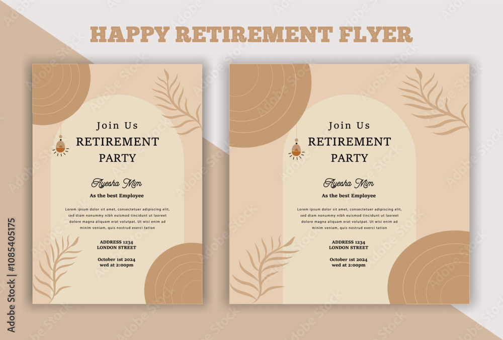 Happy retirement flyer, social media post design, banner, vector ...