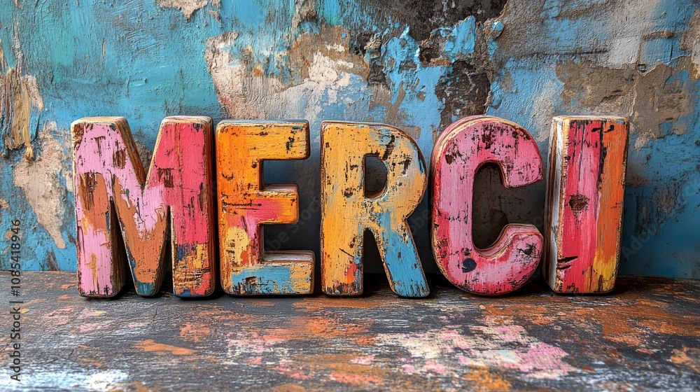 Colorful "Merci" Wooden Letters: A vibrant and rustic message of ...