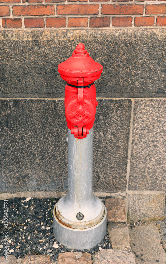 street hydrant with the top part colored red to facilitate ...