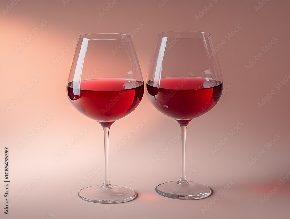 Wine Glasses With Red Wine On Greyish Red Background Two Wine Glasses 9191