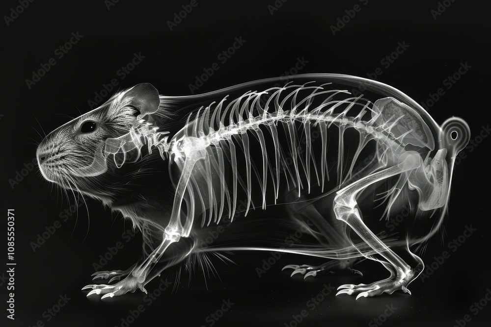 Detailed X-Ray Imaging of Guinea Pig Skeleton and Organs for Veterinary ...