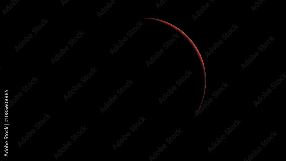 Rotating Mars planet with detailed surface and polar ice caps in ...