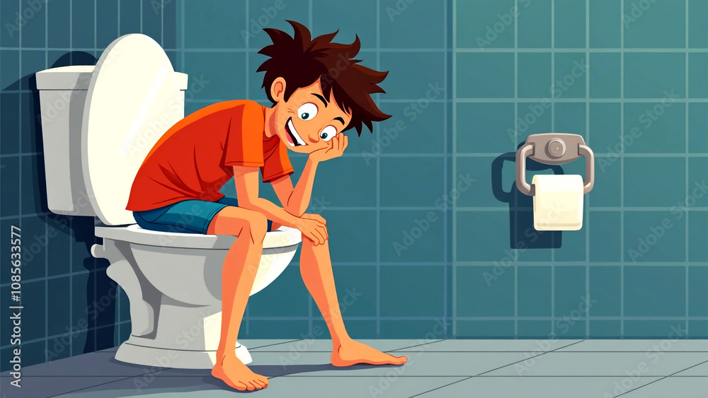 Cartoon character in pain on the toilet OR pictures of diarrhea Stock ...
