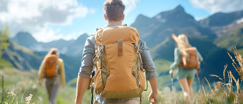 Mountain Path: A group of hikers, their backpacks laden with gear ...