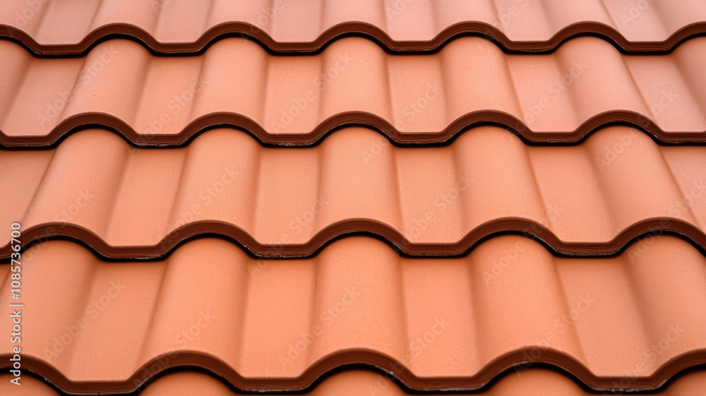 structure and roof concept. Close-up of interlocking concrete tiles on ...