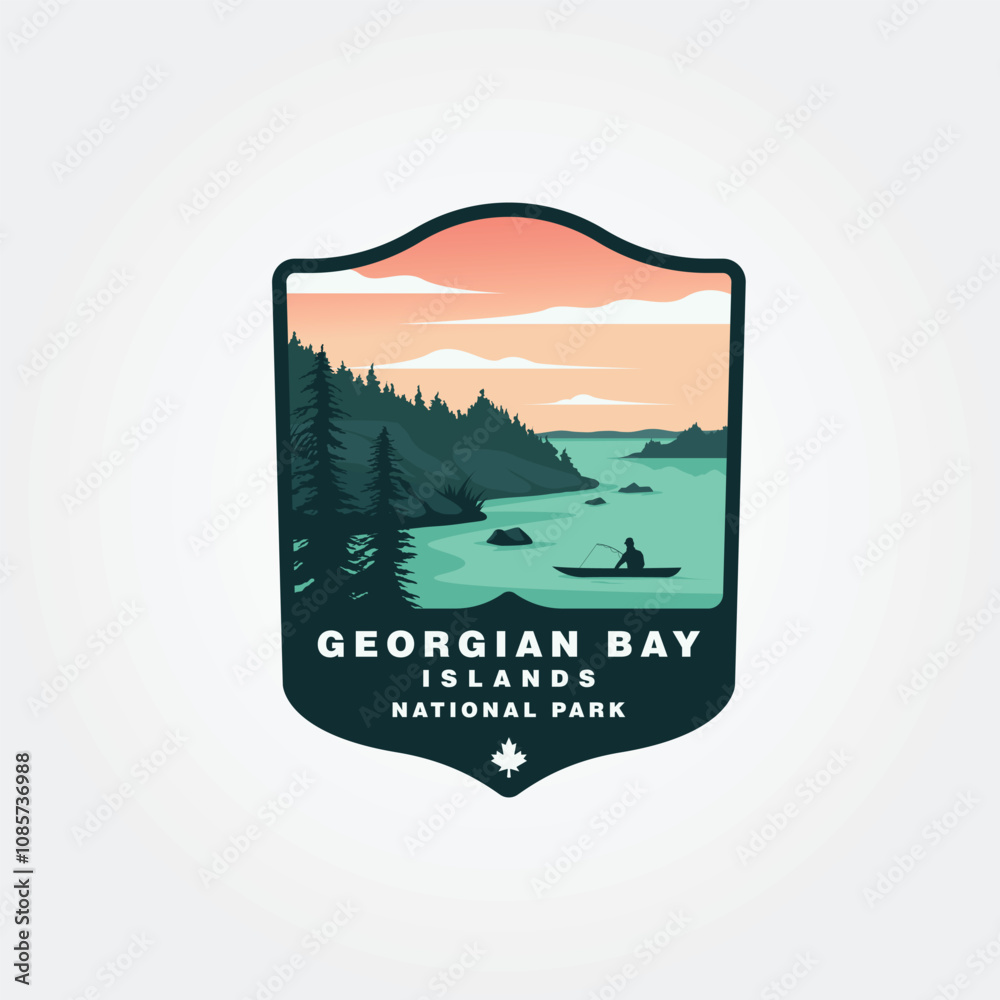 Poster georgian bay islands national park vintage vector landscape ...