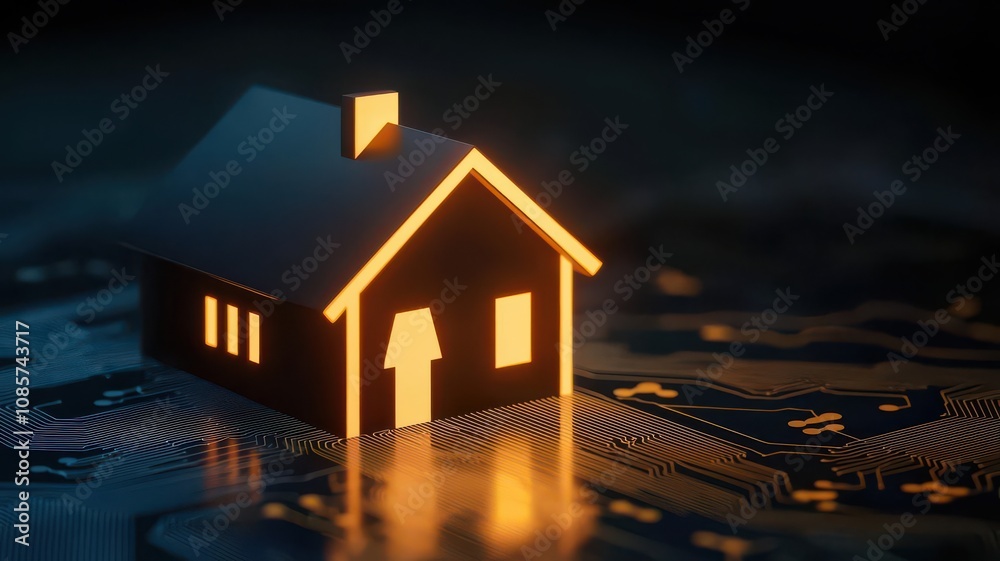 circuit and house, Blueprint-style mockup of a house floor plan with ...