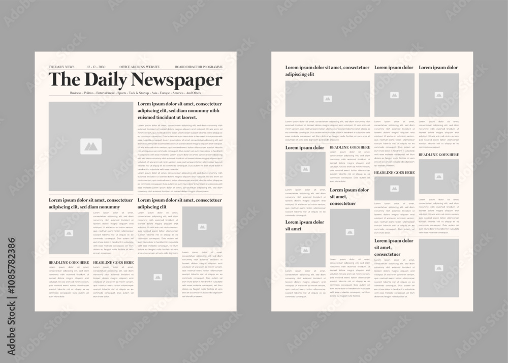 Newspaper design template. The daily newspaper or breaking news with ...