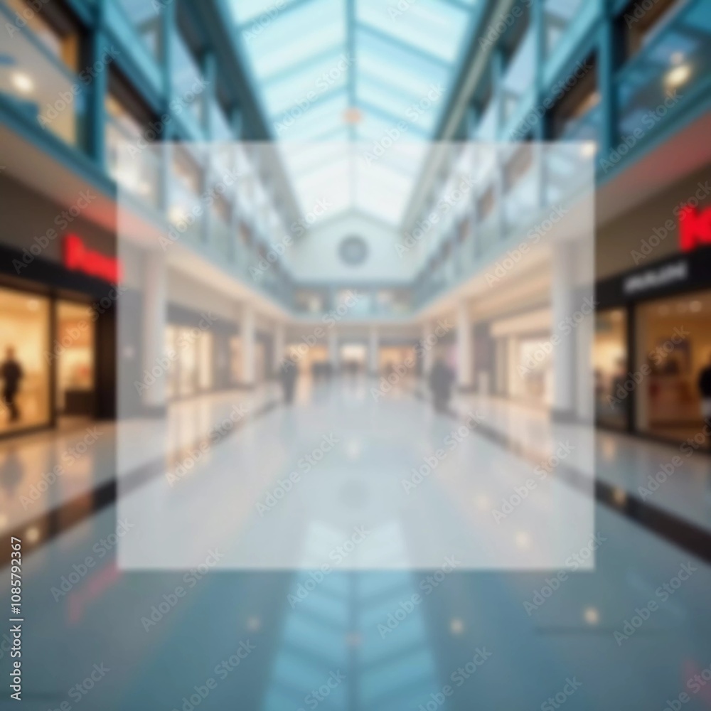 Shopping mall features spacious, bright corridor filled with shoppers ...