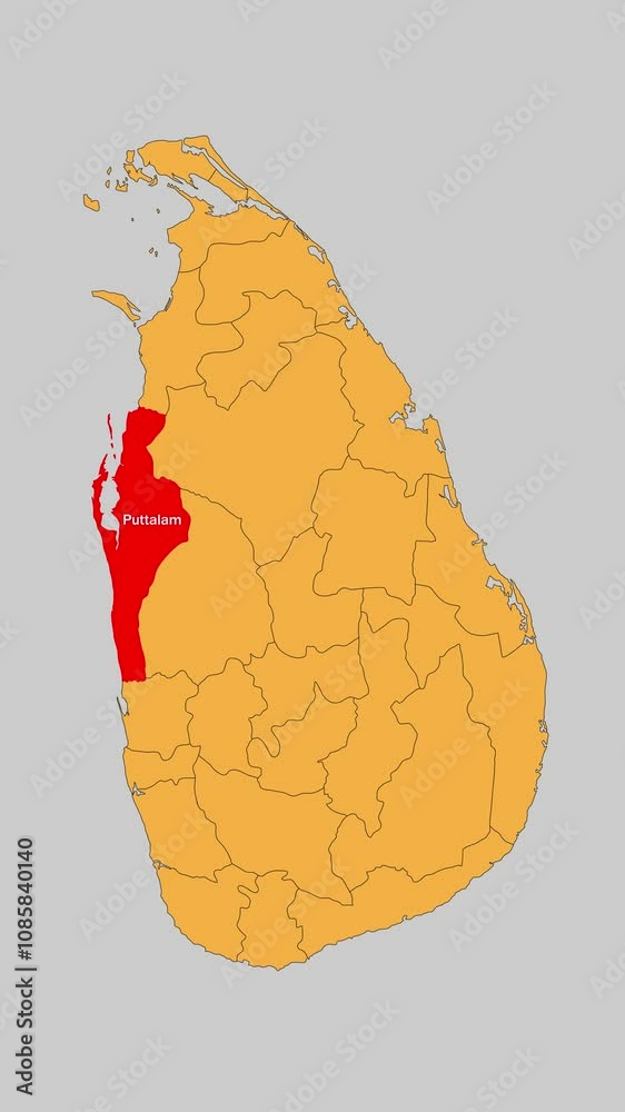 Puttalam map animated video. The location is highlighted on the Sri ...