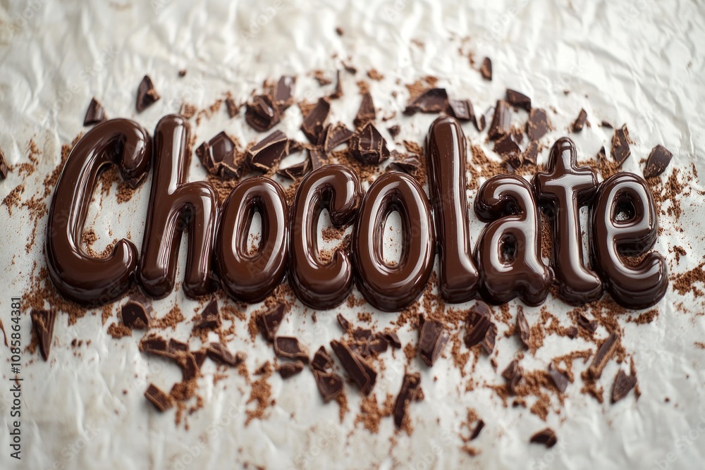 Chocolate word spelled out in melted chocolate letters Stock Photo ...