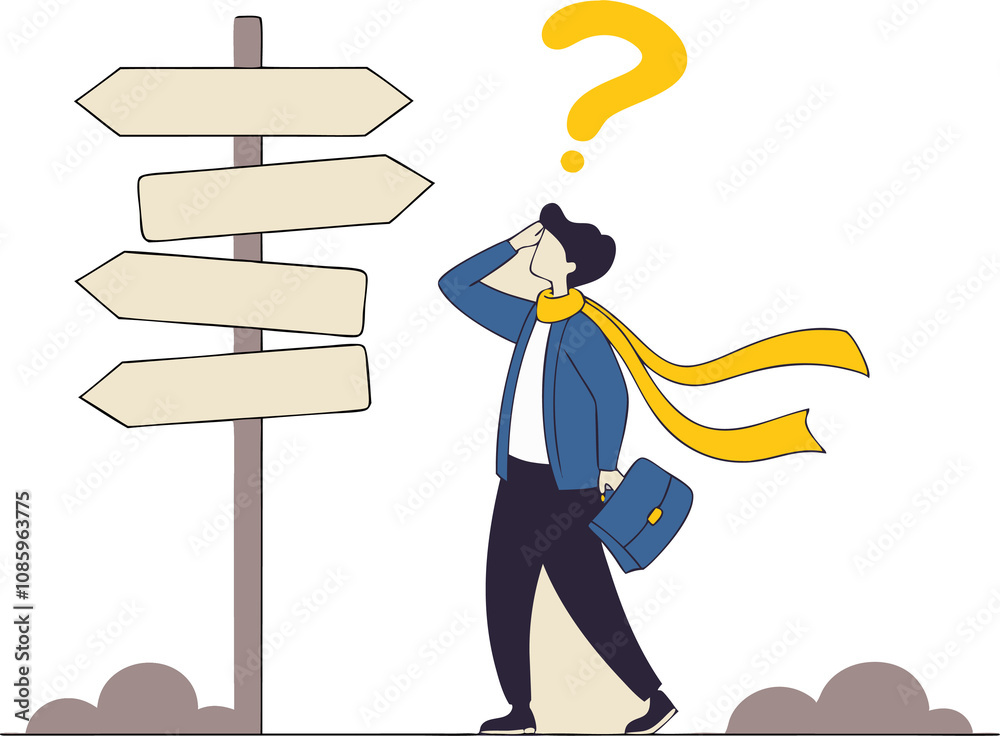 transparent png illustration of a confused businessman standing at a ...