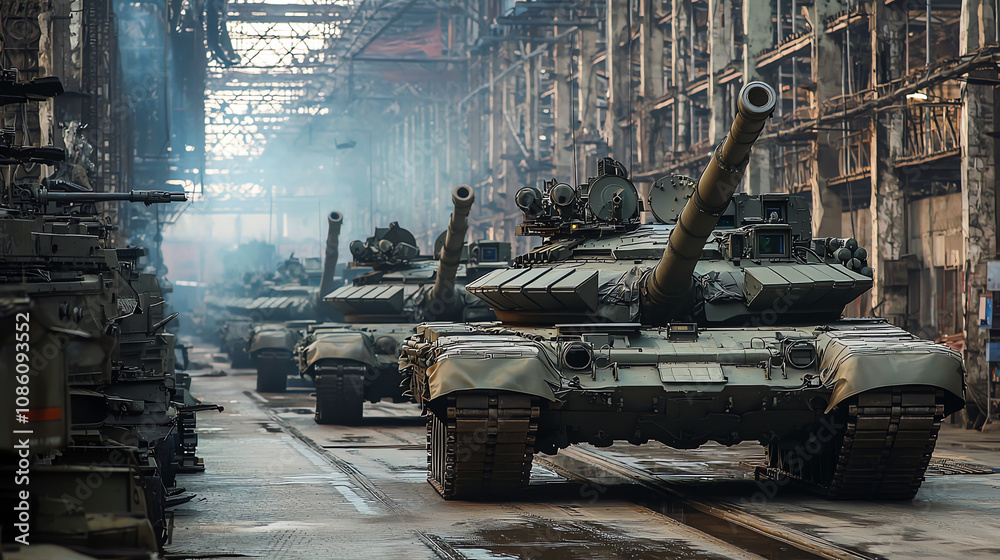 Advanced Russian arms manufacturing facility showcasing modern tanks ...