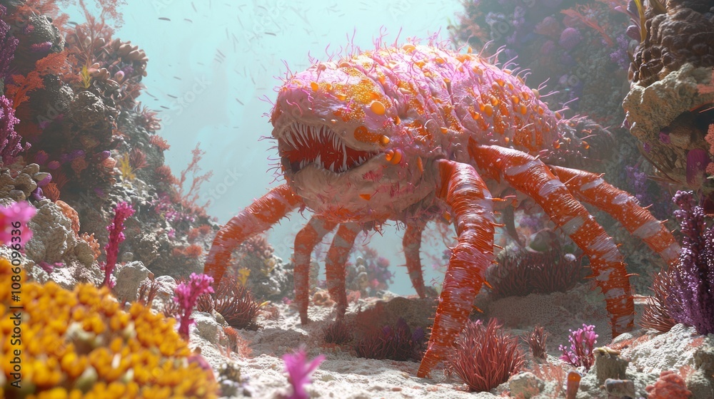 Intricate 3D Render of Cambrian Soft-Bodied Creature Amidst Lively ...