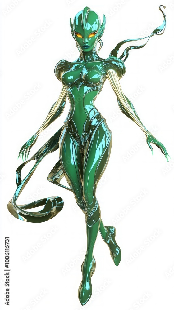 Futuristic Alien Femme Fatale - Ultra-Detailed 3D Model of Elegant ...
