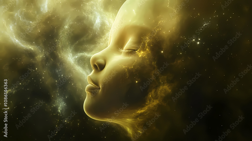 Liminal space appearing as a cosmic womb with stars electricity and ...