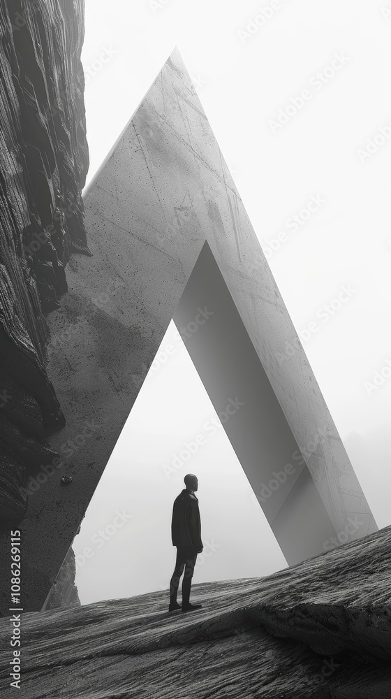 Incorporate geometric shapes in a rear view perspective merging with ...