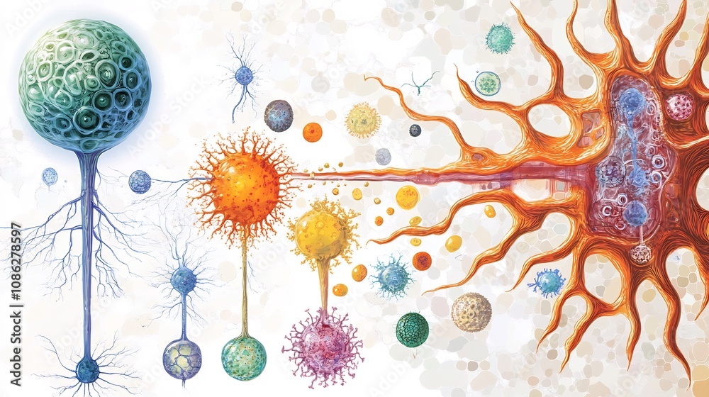 Photo & Art Print Cellular differentiation development shown in a ...