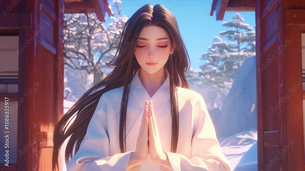 4K animation loop of a manga, anime or game character of a young ...