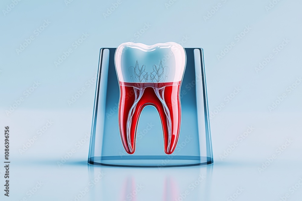 2D illustration of a single tooth in X-ray style, with roots visible on ...