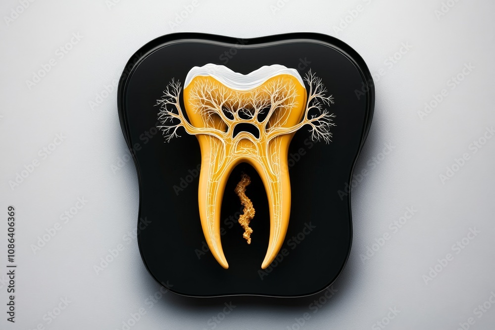 Simple line art of dental X-ray showing a single tooth and its root ...