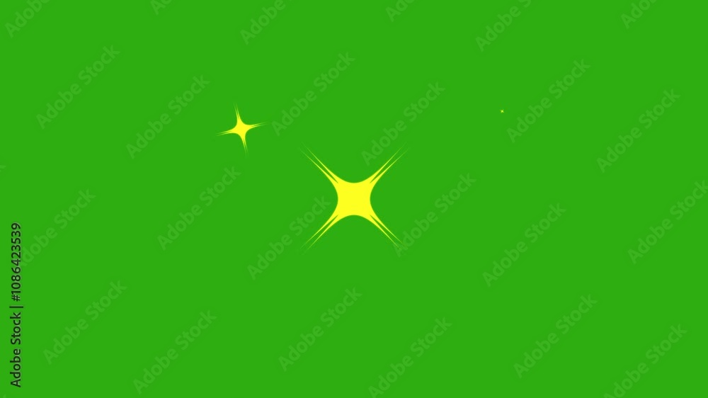 set flash light star shape animation, green screen baclground, sky ...