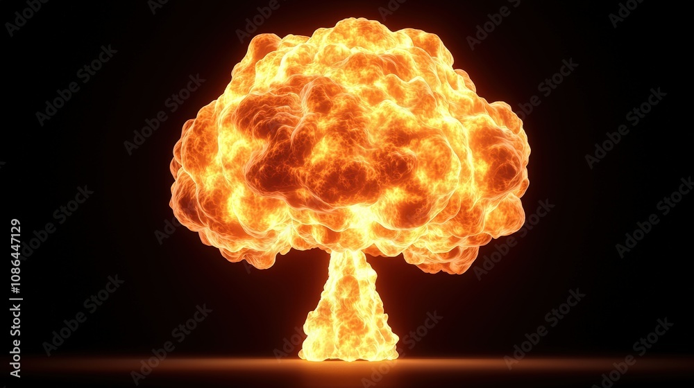 Fiery Nuclear Explosion 3D Render High Resolution Bomb Blast Fireball ...