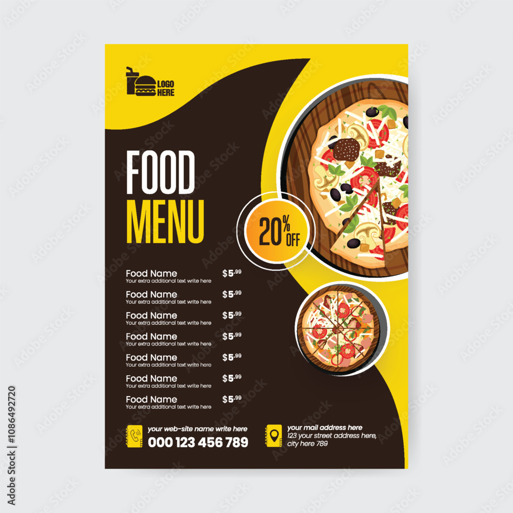 A4 size print ready Restaurant fast food menu Design Template, Food ...