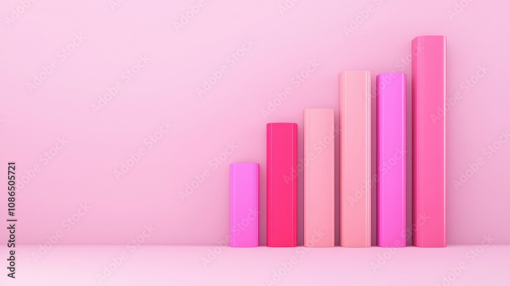 Business sales and algorithm concept. A series of pink bars ...