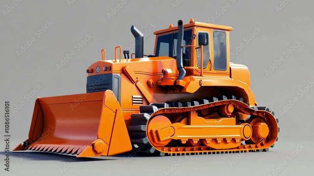 Realistic illustration of an orange bulldozer. Ideal for construction ...