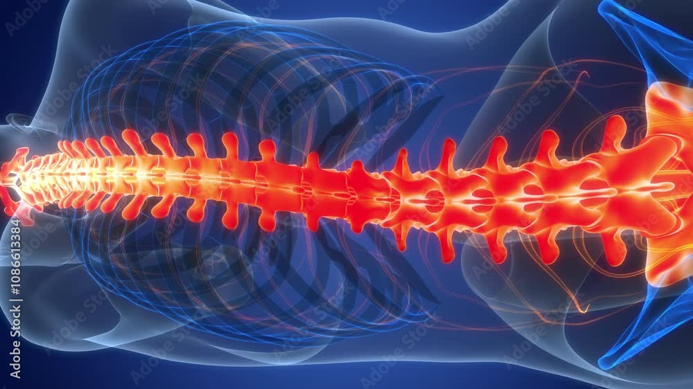 Spinal Cord Vertebral Column of Human Skeleton System Anatomy Animation ...
