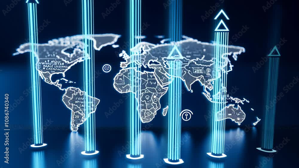 A detailed look at a digital world map highlighting interactive tools ...