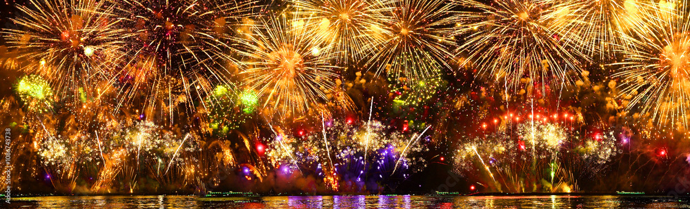 Real fireworks background. Firework Display, abstract blur of real ...