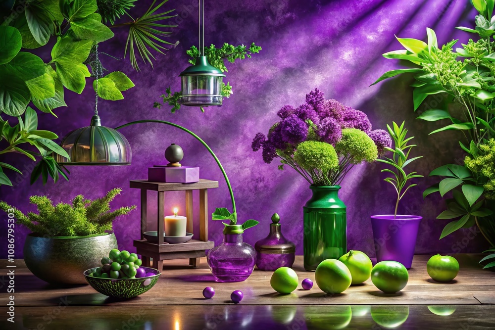 Conceptual Photography Featuring Striking Purple and Green Backgrounds ...