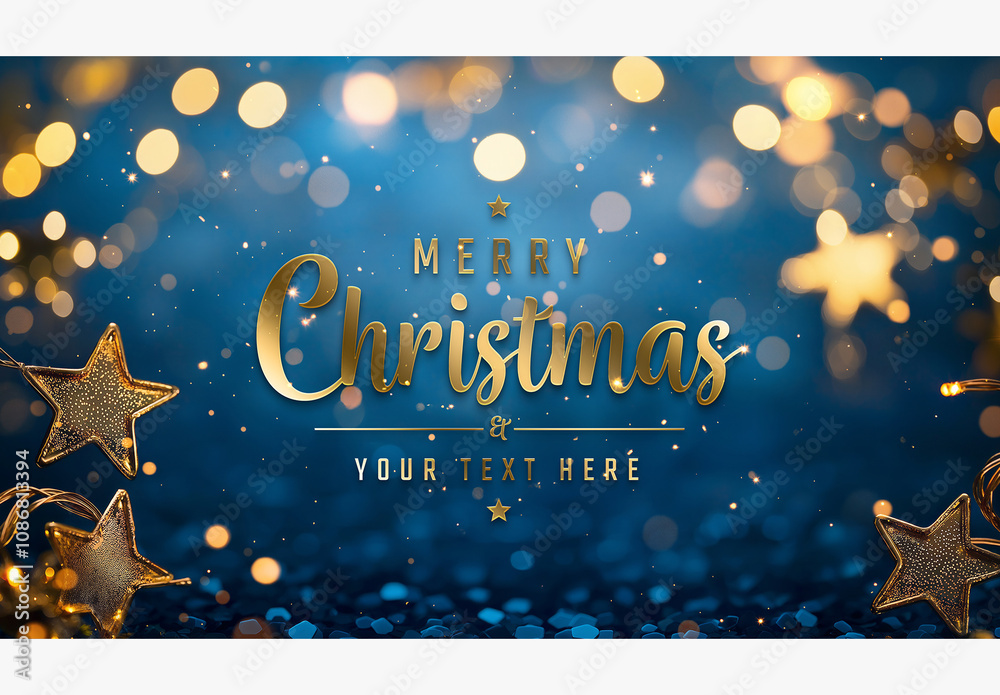 Golden Star Christmas Lights Mockup With Editable Greetings Text ...