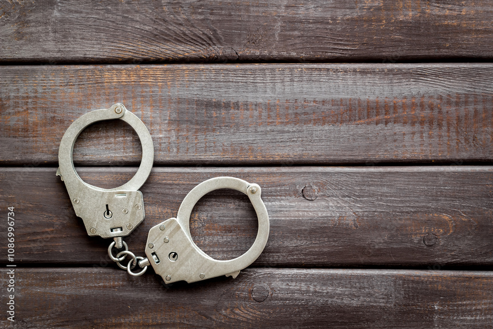 Poster Police metal handcuffs top view – Wall Art | UkPosters