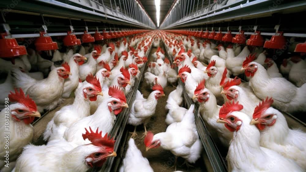 Crowding in chicken farms ,generative ai Stock ビデオ | Adobe Stock