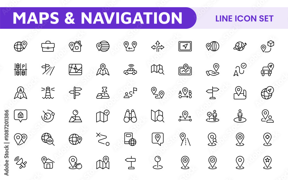 Photo & Art Print Maps Icon Set, artnazu