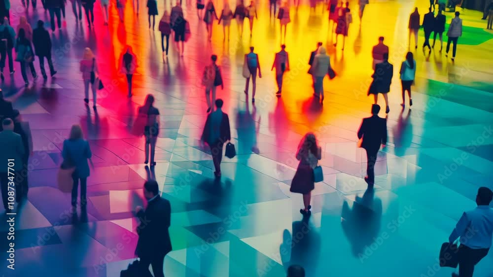 Heatmap of a city's pedestrian traffic, with vibrant colors showing the ...