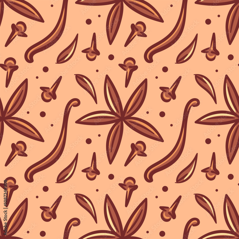 Spice pattern. Star anise, cloves and vanilla. An Elegant Floral ...